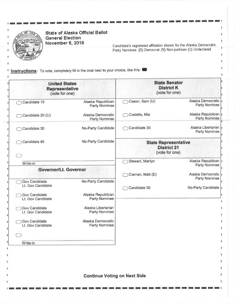 General election ballot: Another day, another version - Must Read Alaska