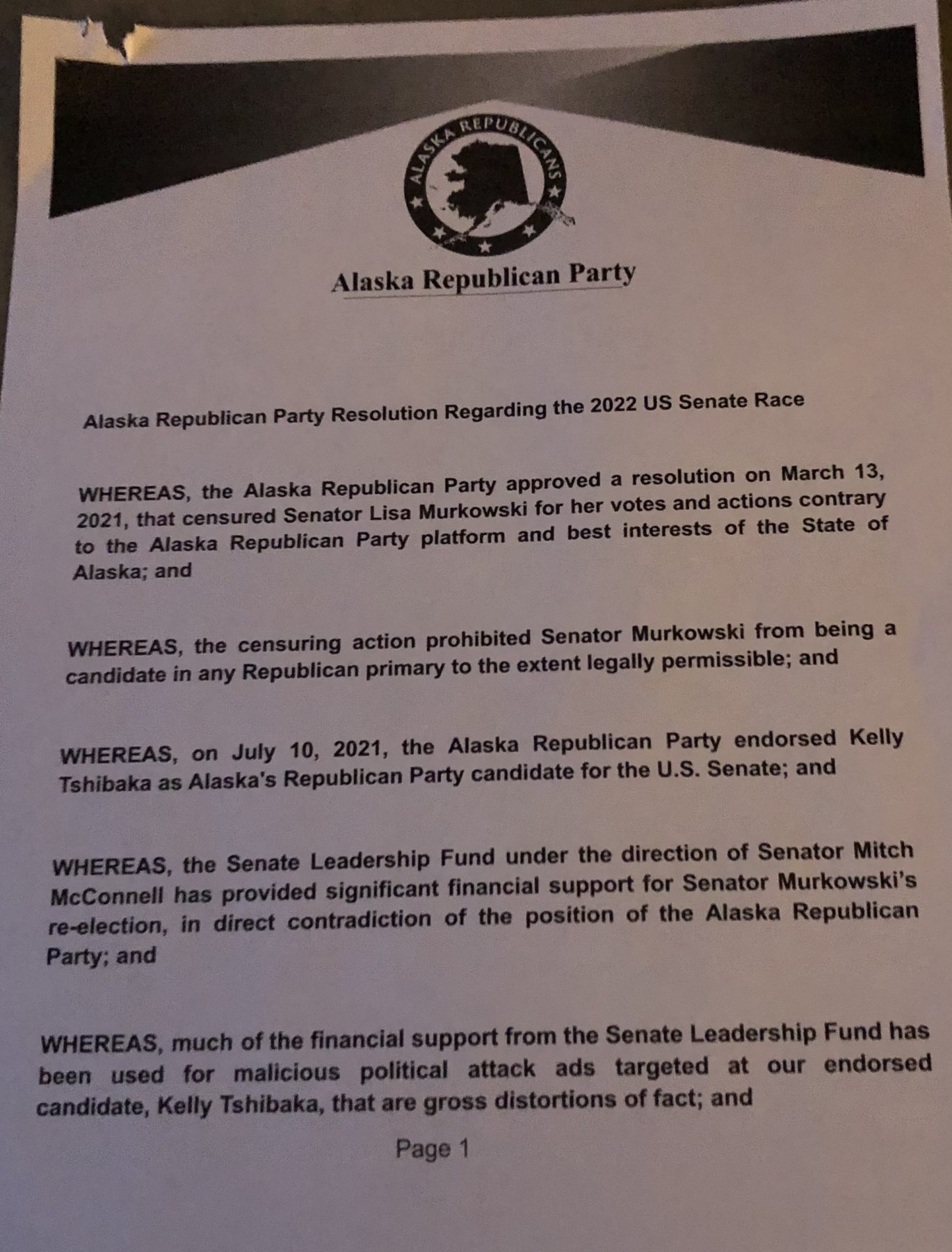 Breaking: Alaska Republican Party votes overwhelmingly to censure Sen ...