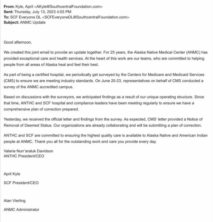 Alaska Native Medical Center gets 'deemed status' removed by federal ...