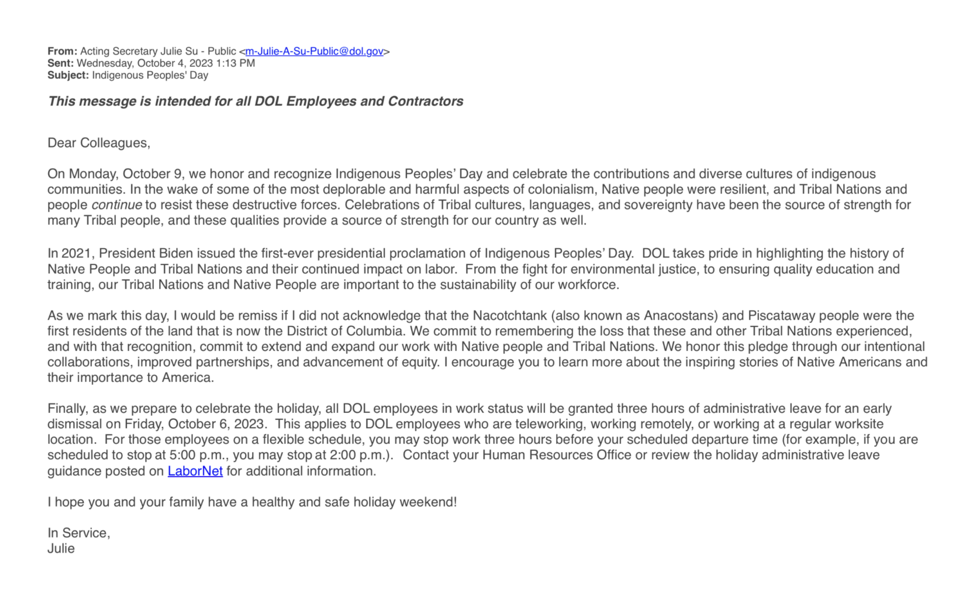 Club Fed: Labor Secretary gave federal workers an extra three hours off ...